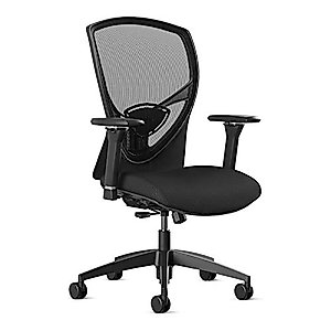 BOWERY HILL 22.5" Modern Metal and Fabric Mesh High-Back Task Chair in Black