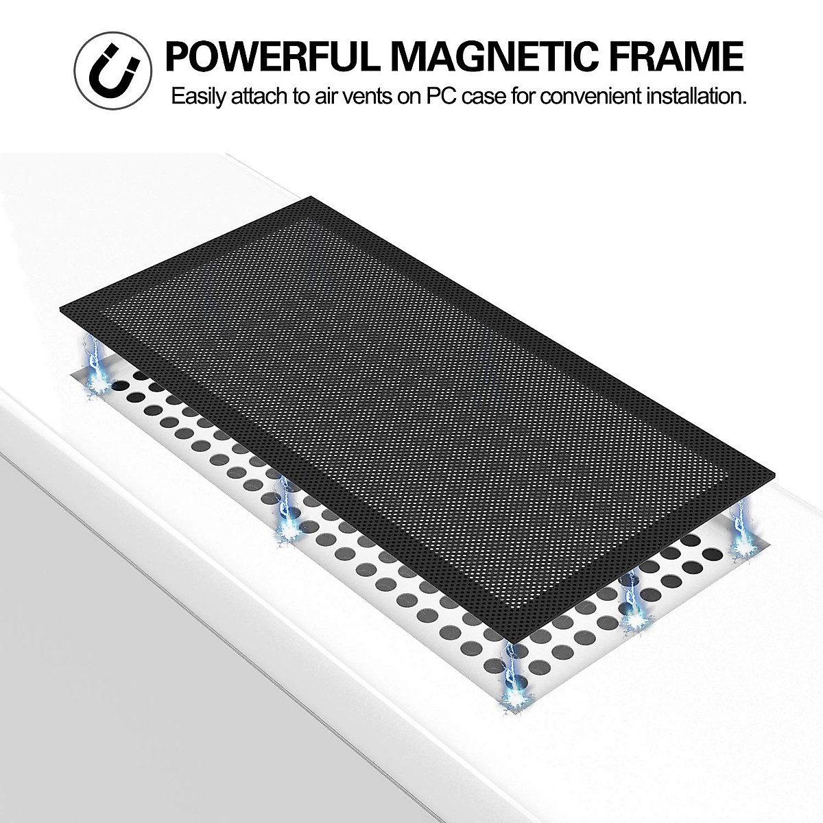 MoKo 120 x 240mm Dust Filter for Computer Cooler Fan, [2 Pack] Magnetic Frame PC Fan Dust Mesh PC Cooler Filter Dustproof PVC Cover Computer Fan Grills - Black