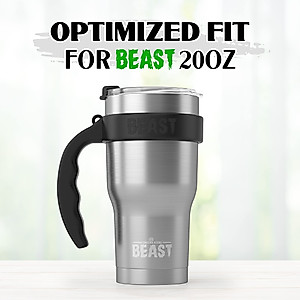 BEAST 20 oz Army Green Tumbler Set with Handle - Stainless Steel Coffee Cup + 2 Straws Brush, Gift Box & Black Handle