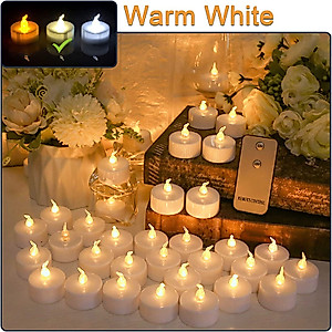Led Tea Lights with Remote Control-12 Pack Battery Tea Lights Realistic and Bright Flickering Flameless tealights Candles with Remote for Seasonal & Festival Celebration Halloween Warm White