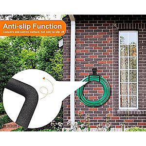 Metal Garden Hose Holder - Heavy Duty Hose Hanger Wall Mounted Water Hose Holder for Outside Yard, Durable Hose Hooks Ideal for Water Hose, Extension Cords (1pc Black)