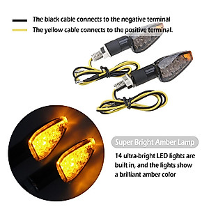 4PCS Motorcycle Turn Signals,14LED Front+Rear Motorcycle Blinkers with Cool Amber Lamp,12V Motorcycle Turn Signal Light Compatible with Yamaha Kawasaki Motorcycle Accessories (Smoked Black Shell)