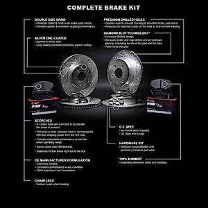 R1 Concepts Front Rear Brakes and Rotors Kit |Front Rear Brake Pads| Brake Rotors and Pads| Optimum OEp Brake Pads and Rotors| Hardware Kit|fits 2007-2015 Acura MDX, ZDX; Honda Pilot