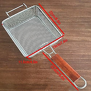 TEMKIN Chip Basket Stainless Steel Encrypted Frying Basket Commercial French Fries Basket Fried Food Filter Mesh with Anti-scalding Handle Kitchen Cooking Tools Basket