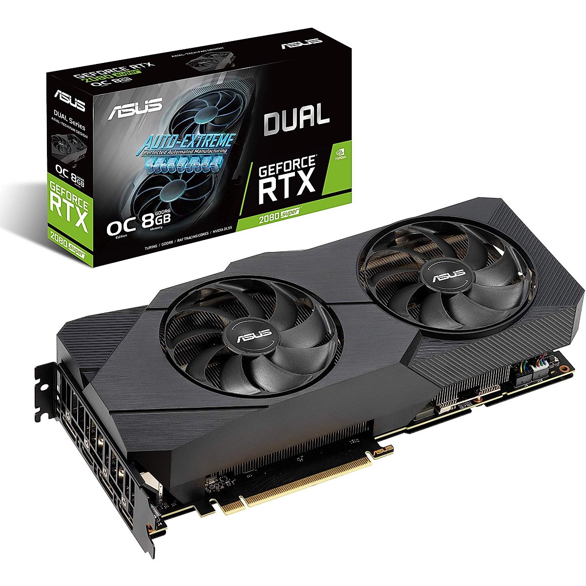 ASUS GeForce RTX 2080 Super Overclocked 8G GDDR6 Dual-Fan EVO V2 Edition VR Ready HDMI DisplayPort 1.4 Graphics Card (DUAL-RTX2080S-O8G-EVO-V2)