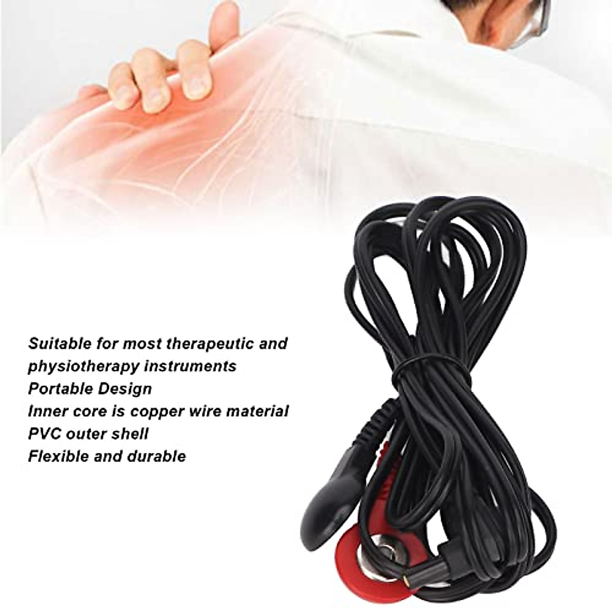 Electrode Wire, 5pcs Black Electrode Wire 2.35mm Plug Electrode Wire Replacement Wires for Digital Machine 4.9ft