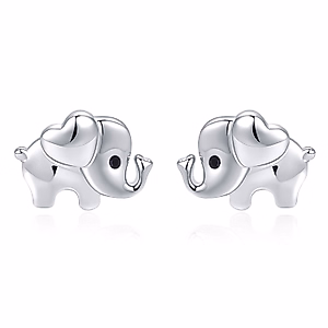 Elephant Stud Earrings Hypoallergenic Sterling Silver Earrings Women No Nickel for Sensitive Ears Christmas Gifts Stocking Stuffers(1 silver)