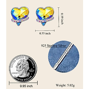 Earrings for Women,Infinity Love Heart Austria Crystal,925 Sterling Silver Stud Earrings,Anniversary Birthday Graduation Jewelry Gifts for Her (Aurore Boreale)