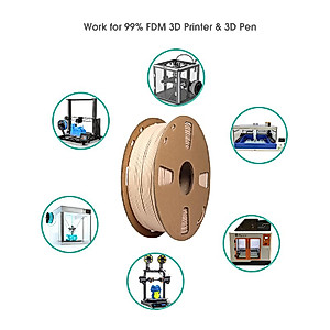 PLA Wood Fill 3D Printer Filament, WISDREAM Neatly Wound PLA Filament 1.75mm 1kg(2.2 lbs), with Real Wood Powder, Fit Most FDM 3D Printers,