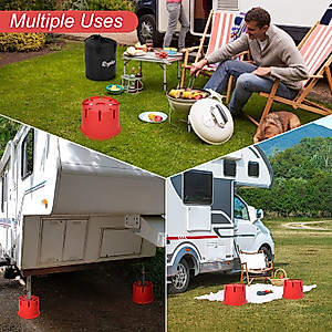 Rophor Trailer Jack Block, RV Jack Blocks for Travel Trailer 5th Wheels Hydraulic Jack, Up to 6,500 lbs, Stabilize Your RV, Trailer, Camper Pack of 2 with Carrying Bag