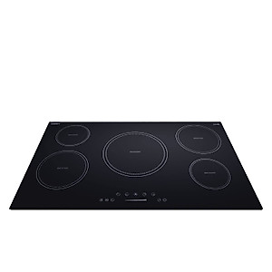 Summit SINC5B36W 36-inch 5 burner Digital Electric Induction Cooktop, White Ceramic Glass, 208V-240V, 9300W, Child lock, Energy Efficient, Timer, Easy to Clean
