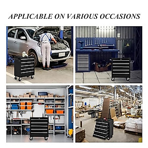 CuisinSmart Tool Chest,5 Drawers Multifunctional Tool Cart with Wheels,Metal Rolling Tool Cart Storage for Garage Workshop Warehouse Repair Shop,Black