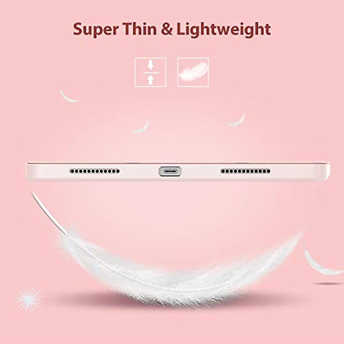 Gahwa iPad 10.9 Inch Case with Pencil Holder for iPad Air 5th Generation Case 2022/ iPad Air Case 4th Generation 2020[Support iPad 2nd Pencil Charging], Smart Case with Auto Sleep/Wake(Pink)