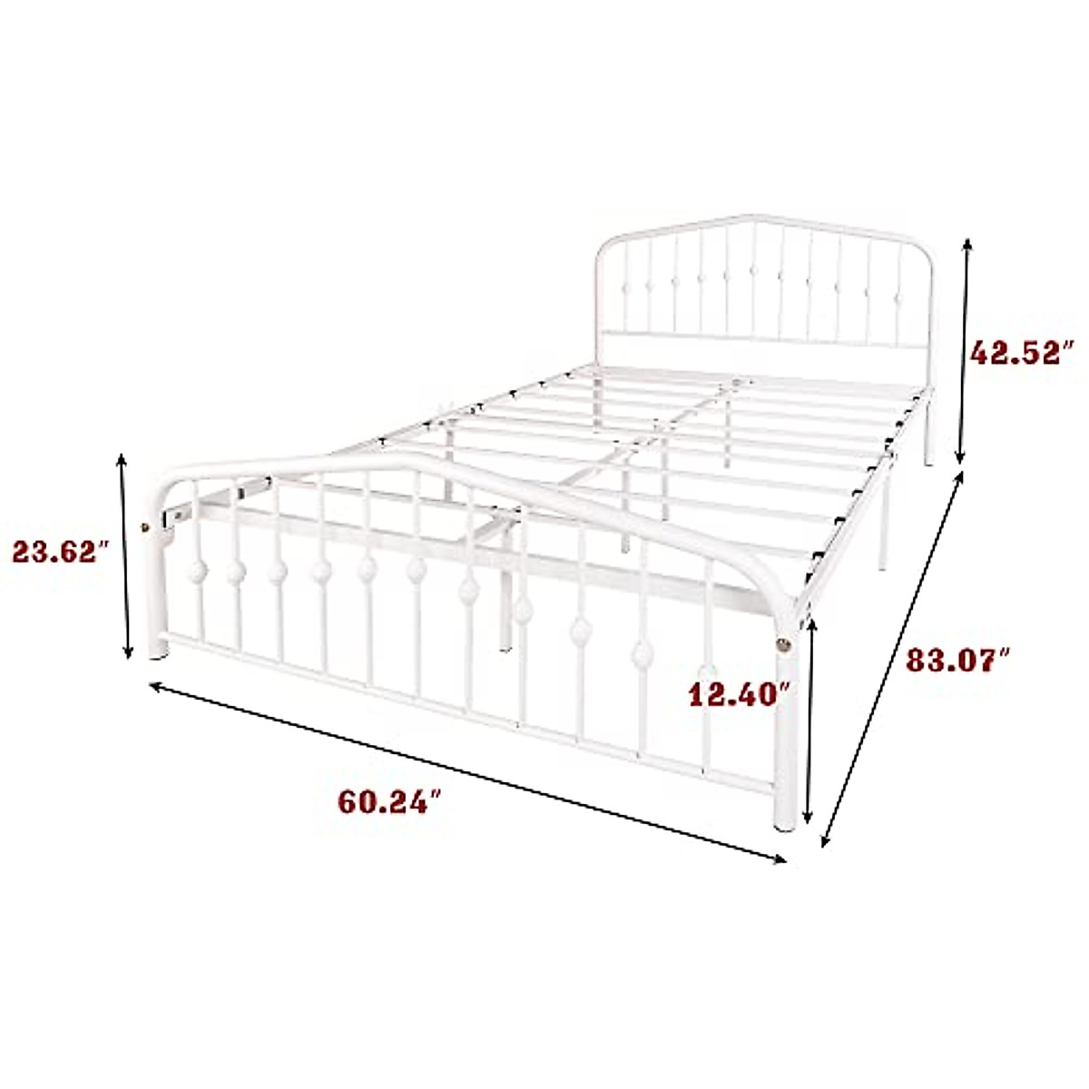 Albearing Metal Platform Bed Frame, Morden Design, Heavy Duty Steel Slat and 9-Leg Support (White, Queen)
