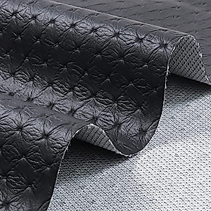 Black Faux Leather Sheet Vinyl Marine Upholstery Diamond Embossed Leather Fabric Soft&Waterproof for Sofa,Pillow,Seat,SUV,RV,DIY Project (Black 2Yard)