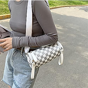 Women's Square Pattern Crossbody Clutch Bag Cylinder Bag (White)