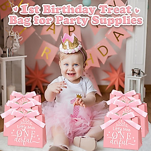 Saypacck 25 Sets 1st Birthday Party Favors Wonderful 1st Birthday Gift Bags with Handles Baby 1st Birthday Decorations 1st Birthday Treat Bag, 5.51 x 2.36 x 4.72 Inches