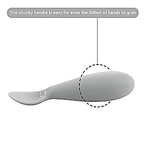 PandaEar Baby Infant Spoons BPA Free, 4-Pack, Soft Silicone, Self Feeding Fat Handle Utensil