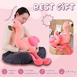 AIXINI 19inch Soft Plush Flamingo Stuffed Animal Toys, Pink Flamingo for Girls Gifts & Decor