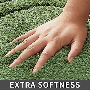 COSY HOMEER Extra Thick Bath Rugs for Bathroom - Anti-Slip Bath Mats Soft Plush Yarn Shaggy 100% Strong Mirco Polyeste Mat Living Room Bedroom Mat Floor Water Absorbent(Green,17x27 - Inches)