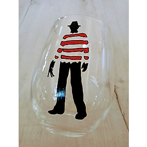 Freddy Krueger Silhouette Hand Painted Wine Glass/Nightmare on Elm Street