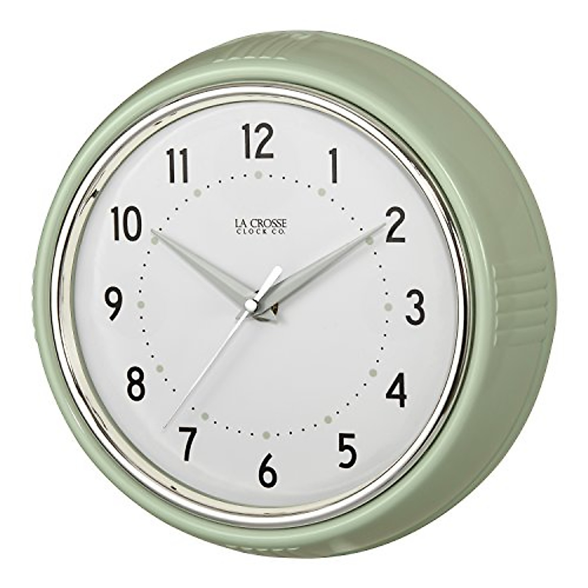 La Crosse Clock 9.5-inch Retro Diner Pistachio Green Quartz Wall Clock - 404-3024PH