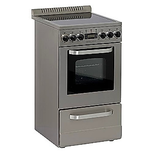 West Bend WB200ERPSS 20-Inch Electric Range, Compact Design, Top with 4 Cooking Zones, Glass Oven Door, Storage Drawer, and Rotisserie Accessories, 2.0 Cu. Ft, Stainless Steel, Metallic