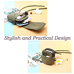 MAZEXY Cellphone Embroidered Wristlet Bag Mini Crossbody Bag Nylon Wallets Purses (GreenCanvas)