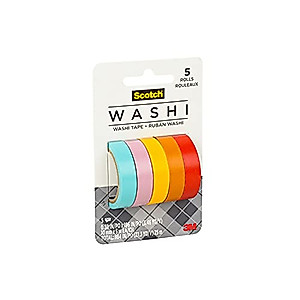 Scotch Washi Tape, Summer Design, 5 Rolls, Great for Bullet Journaling, Scrapbooking and DIY Décor (C1017-5-P4)