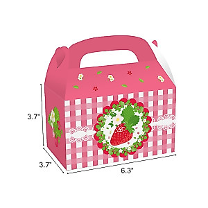CIEOVO 24 Pack Strawberry Party Cardboard Treat Box Cute Fruit Strawberry Party Favor Boxes Goody Bags Treat Boxes for Sweet One Strawberry Theme Birthday Baby Shower Supplies