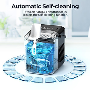 Ice Makers Countertop with Self-Cleaning, 9 Ice Cubes in 6Mins, 26.5lbs/24Hrs, Portable Ice Maker with Ice Scoop/Basket for Kitchen/Home/Bar, Black