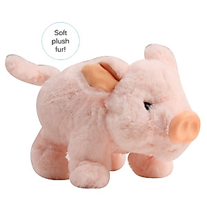 Vokodo Playful Piggy Walks Makes Sounds Wiggles Nose and Wags Tail Interactive Pig Kids Soft Cuddly Electronic Pet Battery Operated Animal Toys Great Gift for Preschool Children Boys Girls Toddlers