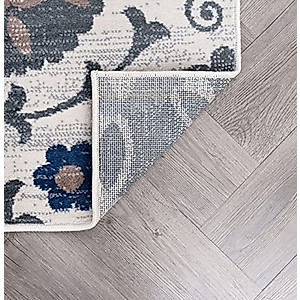 Wendy Transitional Floral Cream Runner Rug, 2' x 10'