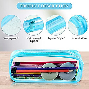 12 Pcs Clear PVC Pencil Case with Zipper Transparent Makeup Pouch Cosmetic Make up Bag Organizer Big Capacity Waterproof Pencil Bag for School Office Travel Women Student Kid(Multicolor)