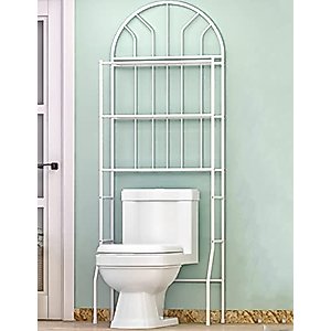 GMSLuu 3 Shelf Bathroom Space Saver, Over The Toilet Rack Bathroom Corner Stand Storage Organizer Accessories, Toilet Stand Shelves with Hanging Rod, 69x25x13 inch Bathroom Tower Shelf, White