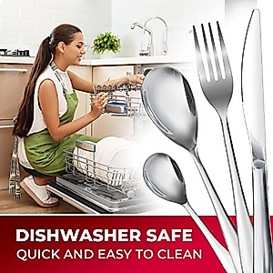 Mueller Flatware Set, 20-Piece Stainless Steel Silverware Set, Elegant Cutlery Set Service for 5 - Spoon, Knife, Fork, Teaspoon, Dishwasher Safe, Ergonomic Shape