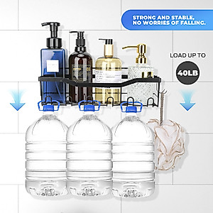 Sevlaz Shower Caddy Hanging, Adhesive Bathroom Organizers and Storage for Inside Shower, Black Rustproof Large Capacity Shower Shelves for Bathroom & Apartment