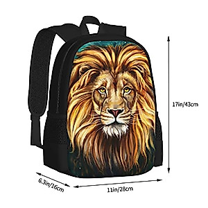 UIACOM Lion School Backpack Cool Lion in Galaxy Bookbags for Teens Kids Boys Girls, Large 17 inch Elementary Junior High University School Bag, Casual Travel Daypack Backpack