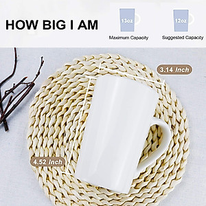 Coffee Mugs Set of 2, 13 Oz Plain White Porcelain Mugs for DIY Paint,Dishwasher Safe, Microwave Safe, Chip-free,Lead-free (2Pack)