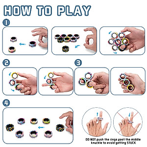 9Pcs Magnetic Rings Fidget Toys Adult Set, Idea ADHD Fidget Stress Toy Pack,Fidget Spinner Rings for Anxiety Relief Therapy Toys for Boy and Girl Ages 8-13,Teens Gift Easter Basket Stuffers