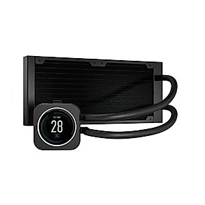CORSAIR iCUE H100i ELITE LCD Display Liquid CPU Cooler-Custom IPS LCD Screen-40 Dynamic RGB LEDs-120mm Fans-240mm Radiator-COMMANDER CORE Smart Lighting Controller - Black