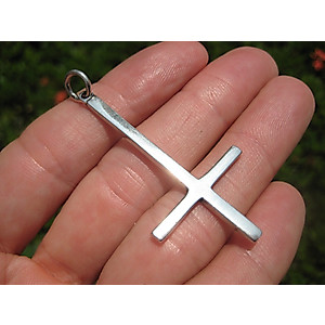 Himalayan Treasures 925 Silver Extra Large Petrine Saint Peter's Inverted Cross Satanic Pendant A20