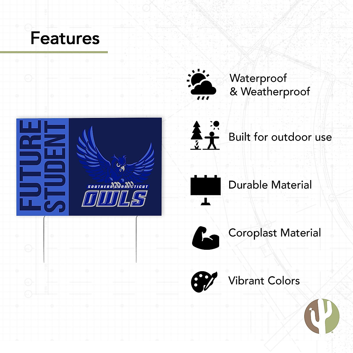 Southern Connecticut State University Graduating Graduate Sign House 12 Inches x 18 Inches With Stakes (Grad Sign 4)