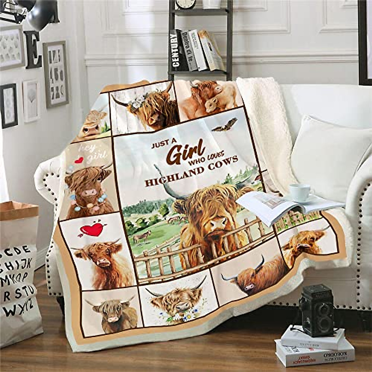 CYREKUD Highland Cow Blanket,Highland Cow Gifts for Women Throw Blanket,Cow Gifts for Cow Lovers,Cow Gifts for Girls Throw Blanket,Sofa Couch Beds Sea Highland Cow Decor Christmas 50" x 60"