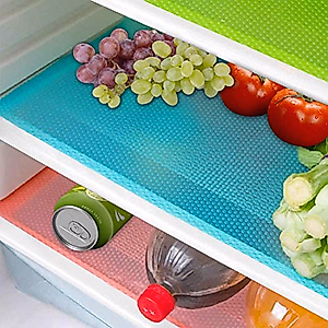 8 Pcs Refrigerator Liners Mats Washable, Refrigerator Mats Liner Waterproof Oilproof, Shinywear Fridge Liners for Shelves, Cover Pads for Freezer Glass Shelf Cupboard Cabinet Drawer (4 Color Mixed)