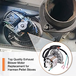 Criditpid Replacement 3-21-08639 Combustion Blower Motor for Harman P68, P43, P61, P61A, Accentra 52i, Advance, P38 Pellet Stoves, With 3-20-502221 Double Paddle Fan Blade.