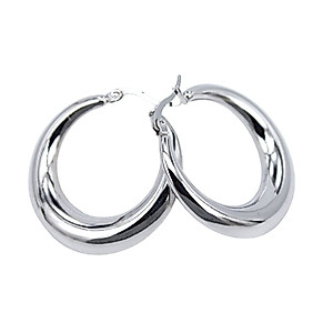 Moon Round Creole Hoop Earrings for Women 925 Sterling Silver Statement Fine Jewelry Female Gifts Fashion