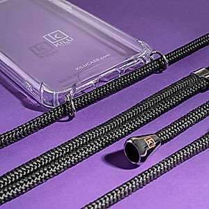 KILUCASE Smartphone Necklace - Clear Protective Anti-Shock Case with Lanyard Strap Cord in Charcoal Grey (Compatible with iPhone 11Pro)