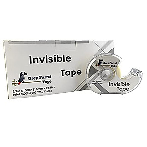 Greyparrot Office Tape Clear Refill Rolls + Dispenser(8 Pack),(3/4” X 1000in/pack). for Craft Jobs, Gift Wrapping, Office Work Glossy Finish, Refillable (8000 inch/Total(Matte)