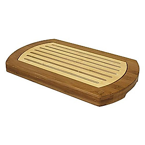 Simply Bamboo BICT Multi-Purpose Two-Tone Bamboo Bread Crumb Cutting Board/Serving Tray for Kitchen - 16" x 10" x 1.25"